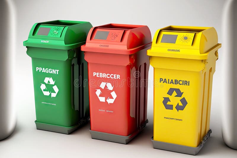 Containers with Inscriptions for Different Types of Garbage and ...
