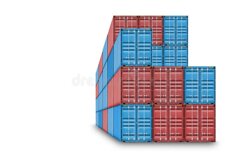Containers Box Isolated on White Background from Cargo Freight Ship in ...