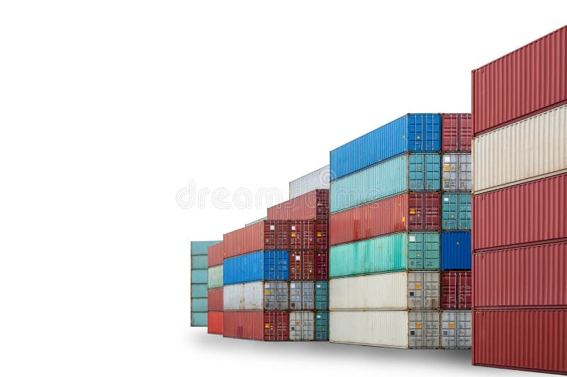 Stacked Colorful Shipping Containers Isolated White Background Stock ...