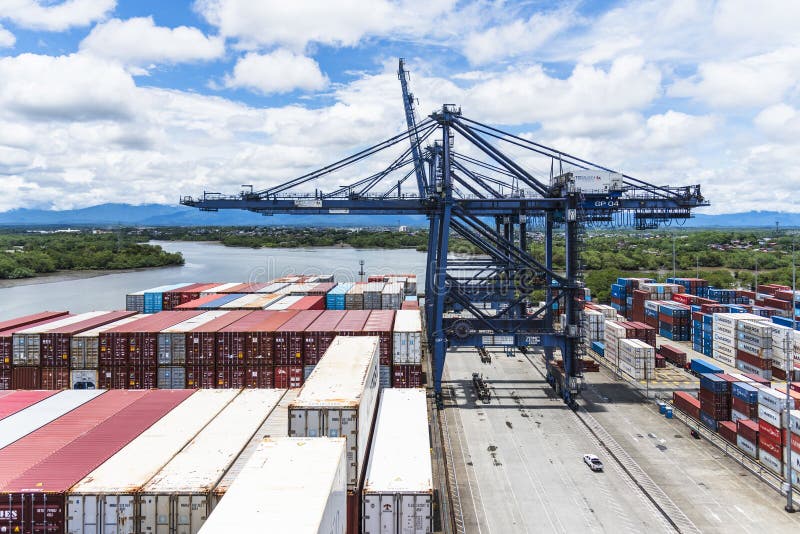 Containers Loaded on Deck of Cargo Ship, she is Berthed in the ...