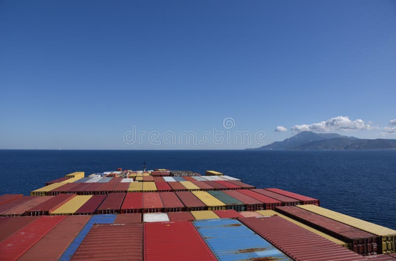 Cargo Container Ship Sailing through the Calm Sea. Stock Photo - Image ...