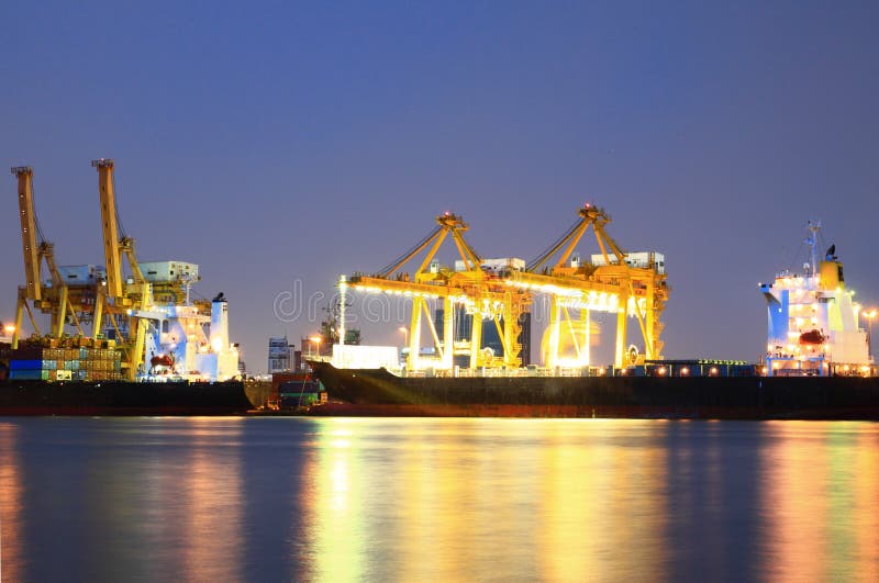 Containers Loading at Sea Trading Port Stock Photo - Image of jetty ...