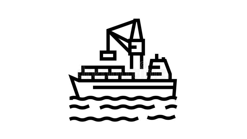 Containers Loading on Ship in Port Color Icon Animation Stock Footage ...