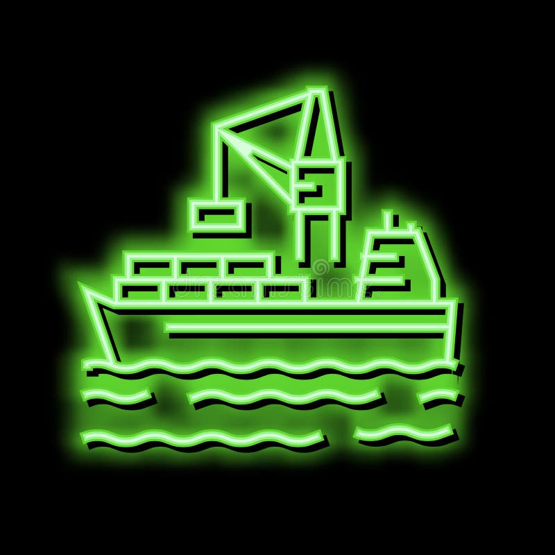 Containers Loading on Ship in Port Neon Glow Icon Illustration Stock ...