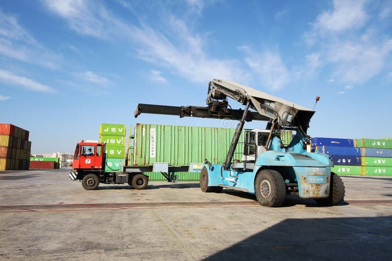 Storage of Standard Containers in Port. Editorial Image - Image of move ...