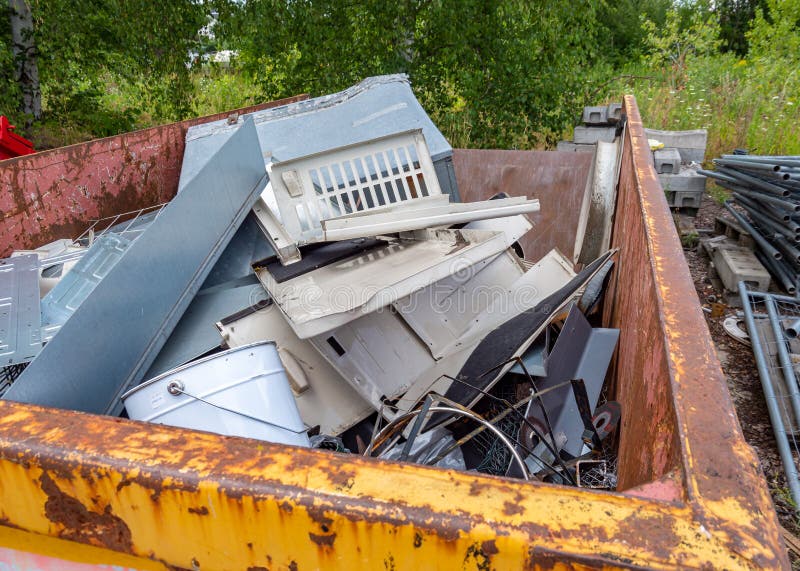 Containers with Metal Scrap on the Recyclable Material Stock Image ...