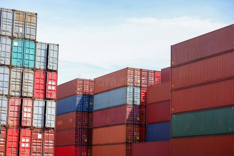 Containers Piled Up at the Port Stock Image - Image of shipping ...