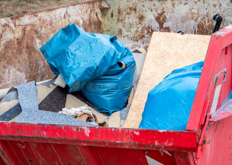 Containers with Plastic Bags Full of Garbage Stock Photo - Image of ...