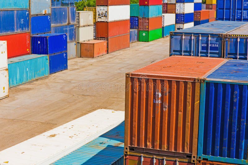 Containers in the port stock photo. Image of container - 55694326