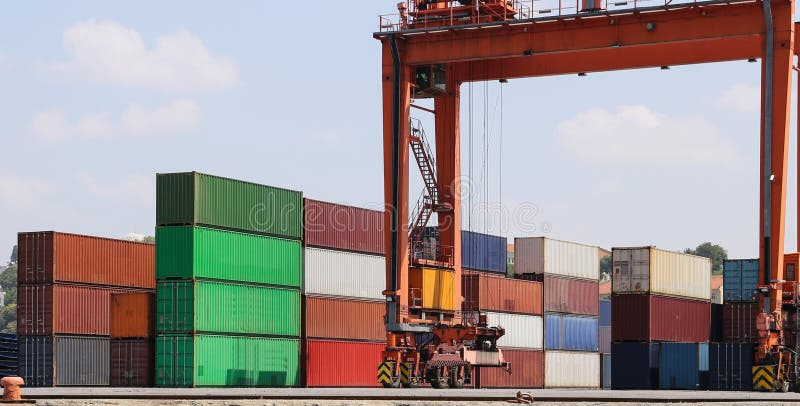 Containers in a port stock image. Image of storage, business - 77012699