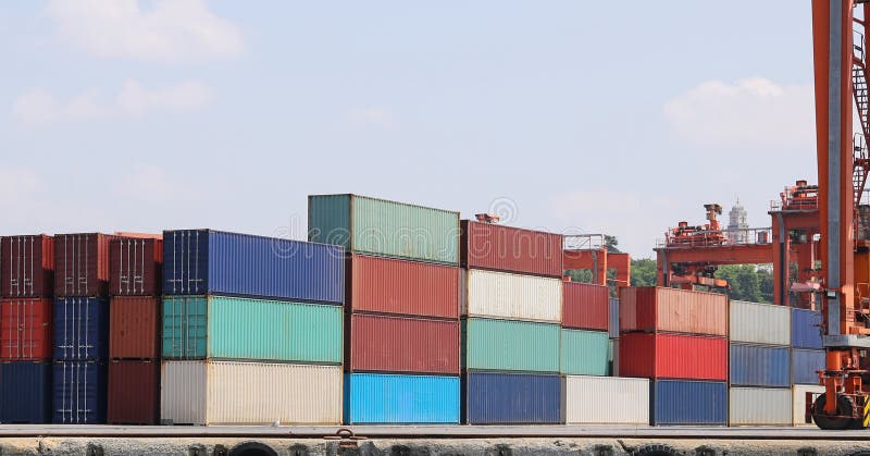 Containers in a port stock photo. Image of bulk, transport - 77312232