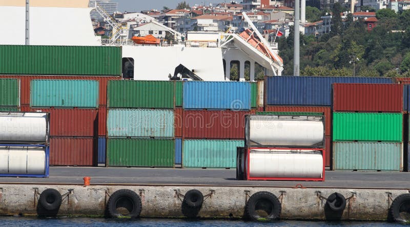 Containers in a port stock photo. Image of loading, dockside - 81768384