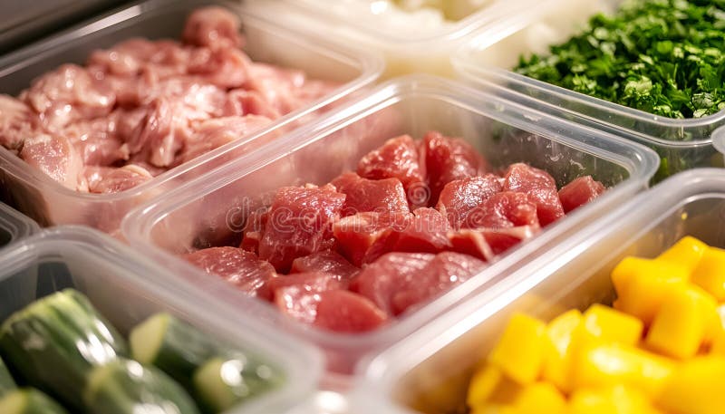 Containers of Prepped Ingredients Symbolize Organized Meal Planning and ...