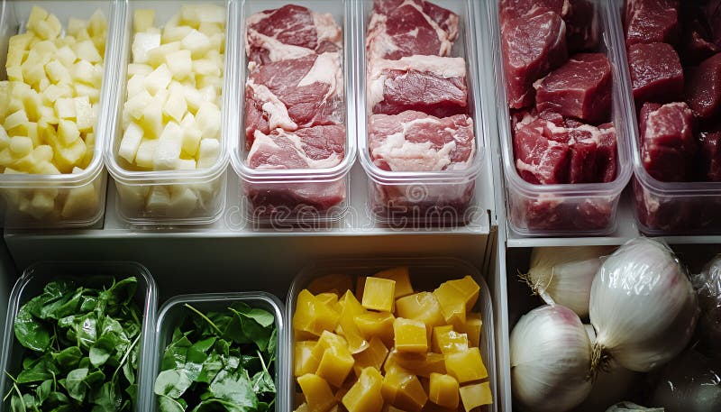 Containers of Prepped Ingredients Symbolize Organized Meal Planning and ...