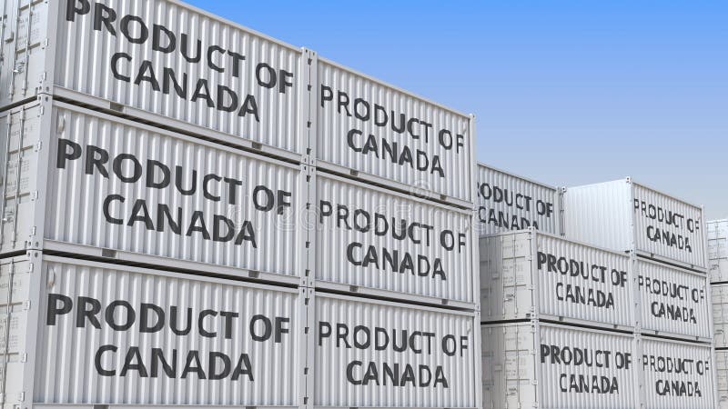 Containers with PRODUCT of CANADA Text, 3D Rendering Stock Illustration ...