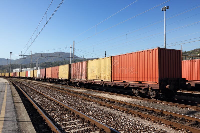 Containers in Railway Station Stock Photo - Image of freight ...