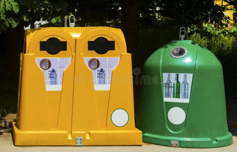 Containers for Separate Garbage Collection Stock Photo - Image of dump ...