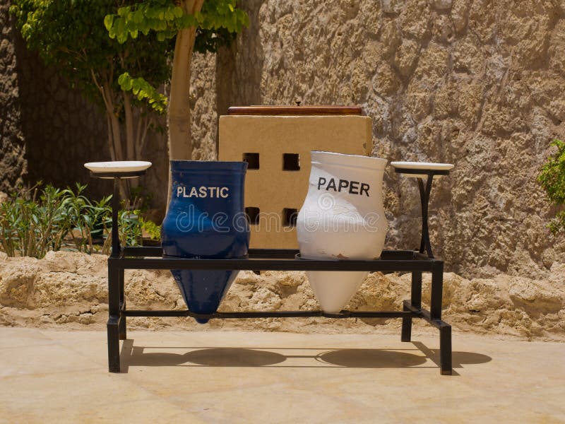 Containers for Separate Waste Collection in Egypt. Stock Photo - Image ...