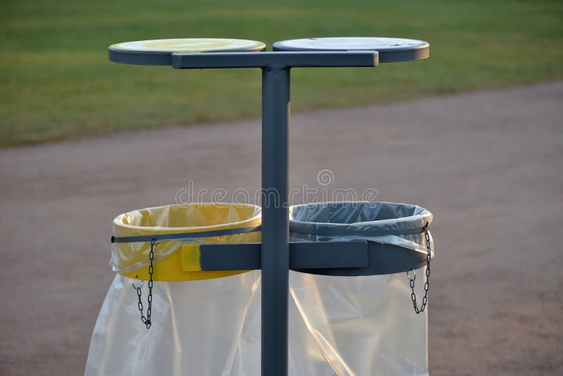 Containers for Separate Waste Collection in Park Stock Image - Image of ...