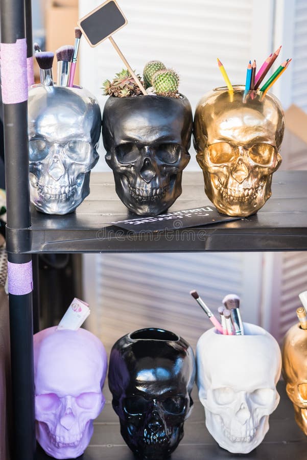 Containers in the Shape of Skulls Stock Image - Image of ghost, cartoon ...