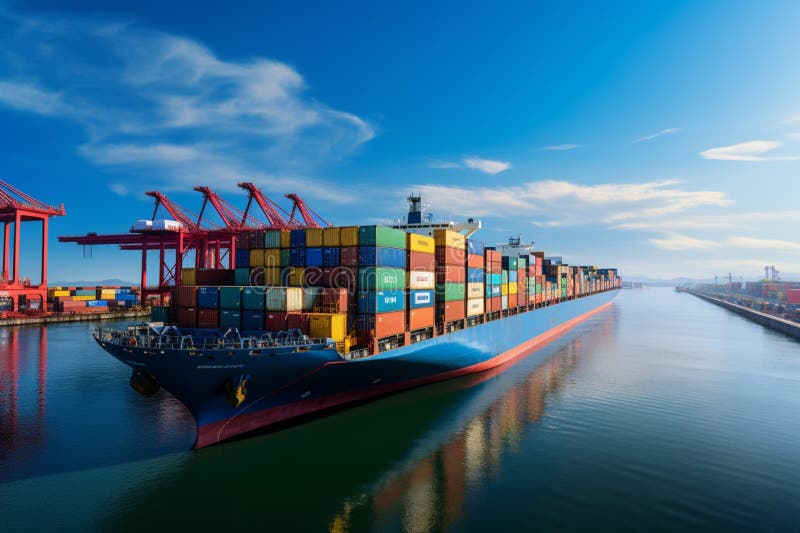 Containers on a Ship, on Their Way To Customs for Export Stock ...