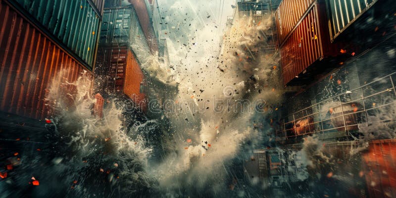 Containers from a Shipwrecked Vessel are Suspended in Mid-air, Creating ...