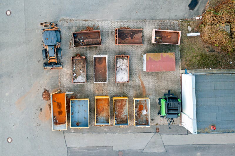 Containers for Sorting and Collecting Bulky Waste, Top View Stock Image ...