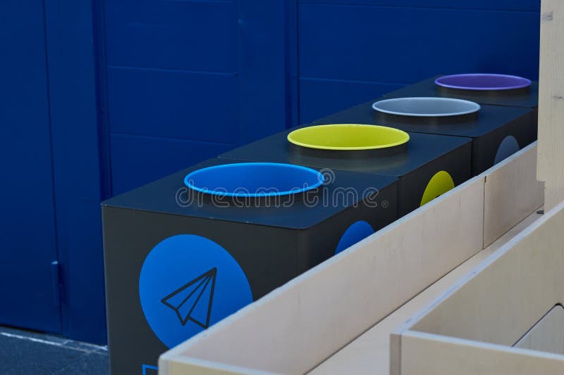 Containers for Sorting Garbage in Shopping Center Stock Image - Image ...