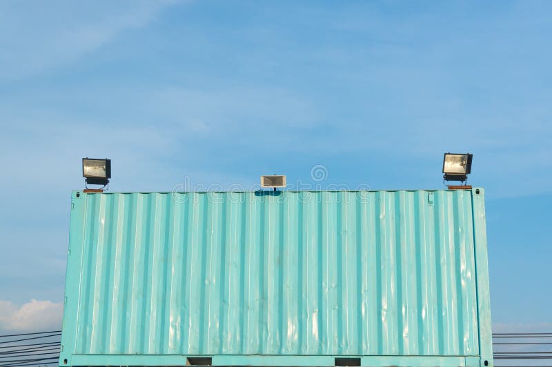 Containers and Spotlight Against the Blue Sky Stock Image - Image of ...