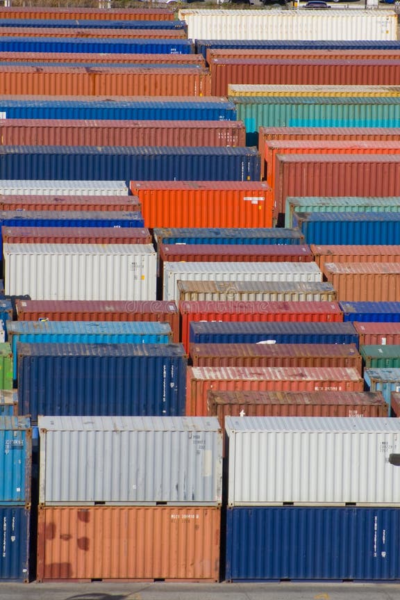 Containers stack VI stock image. Image of river, customs - 5617335