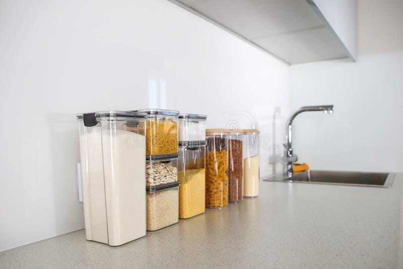 Containers for Storing Bulk Products in the Kitchen Stock Image - Image ...