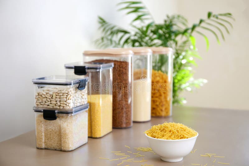 Containers for Storing Bulk Products in the Kitchen. the Main Focus is ...
