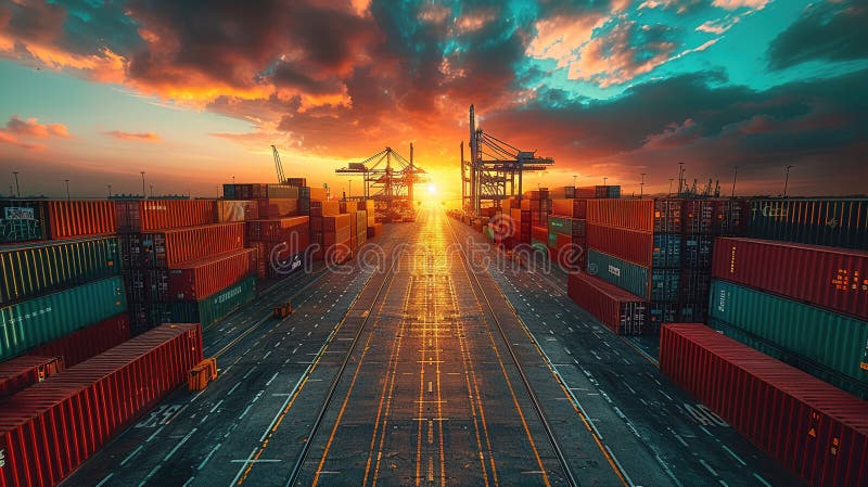 Containers at Sunset.the Beauty of Shipping Containers Stock ...