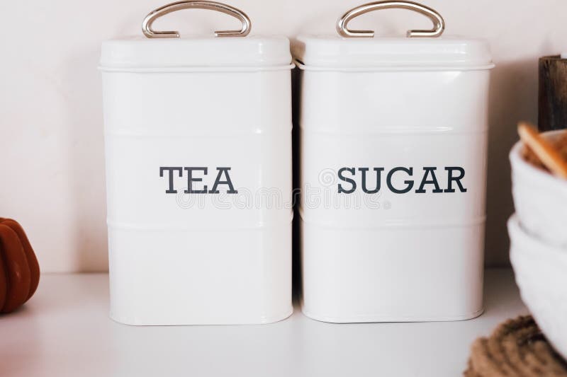 Containers for Tea and Sugar Displayed in a Cozy Kitchen Setting with ...