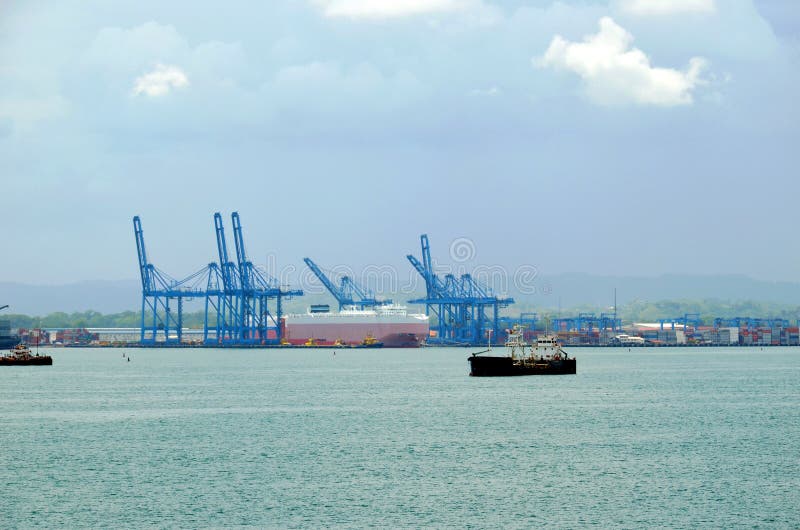 Containers Terminal in the Port of Cristobal, Panama. Stock Image ...