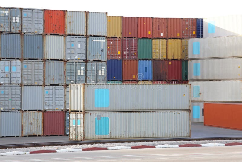 Containers Terminal stock photo. Image of freight, stack - 58022472