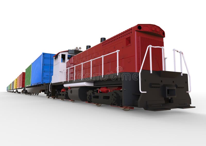 Freight Train with Cargo Containers Stock Illustration - Illustration ...