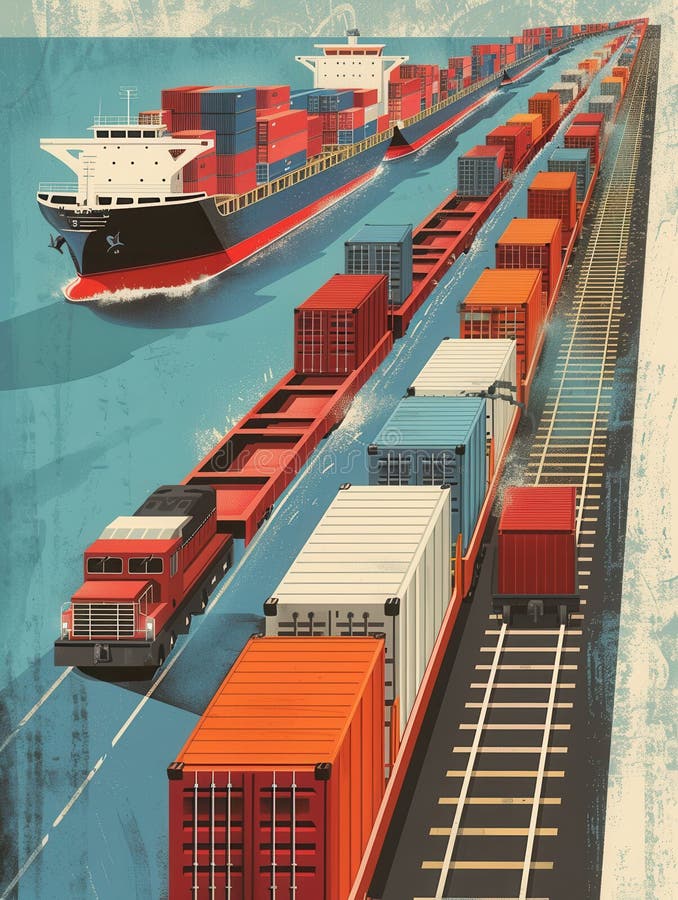 Containers are Transferred from a Large Cargo Ship To Trucks ...