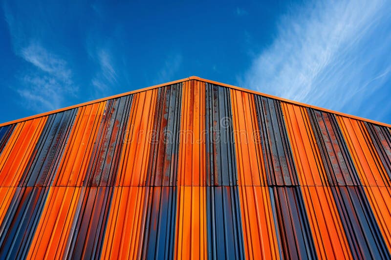 Containers in a Warehouse with Blue Sky and Clouds As Background Stock ...