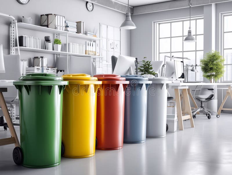 Containers for Waste Sorting in an Office Building Stock Illustration ...