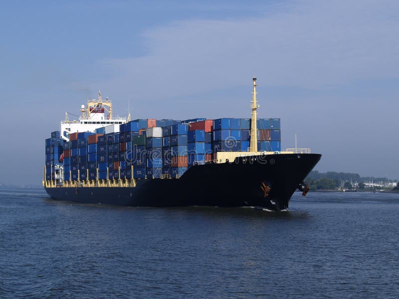 Containerschiff stockfoto. Bild von verkehr, blau, transport - 13463318