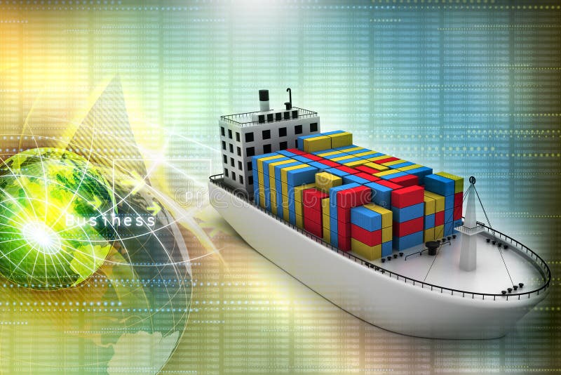 Containerschiff stock abbildung. Illustration von ozean - 36109771