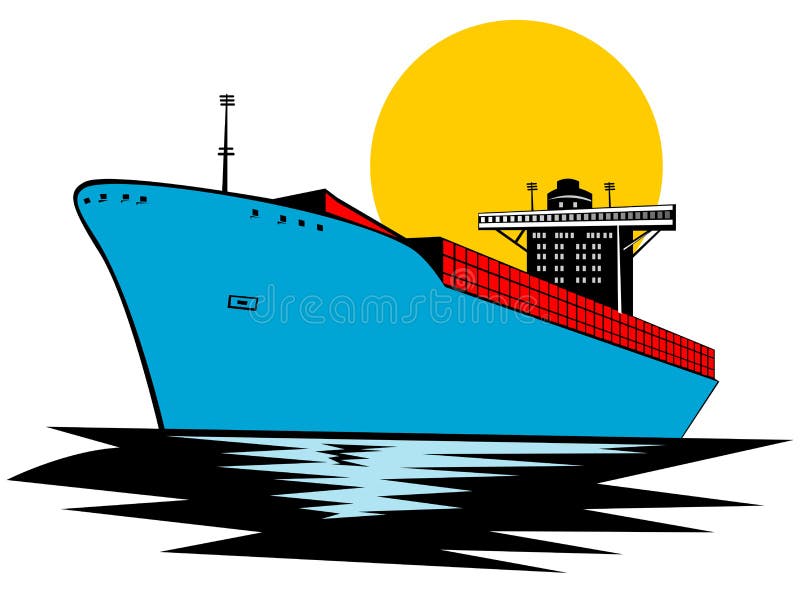 Containerschiff stock abbildung. Illustration von meer - 6536521