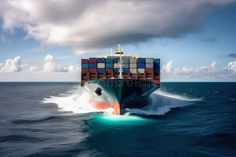 Containerschiff in Der Ozean Generative Ai Illustration Stock Abbildung ...
