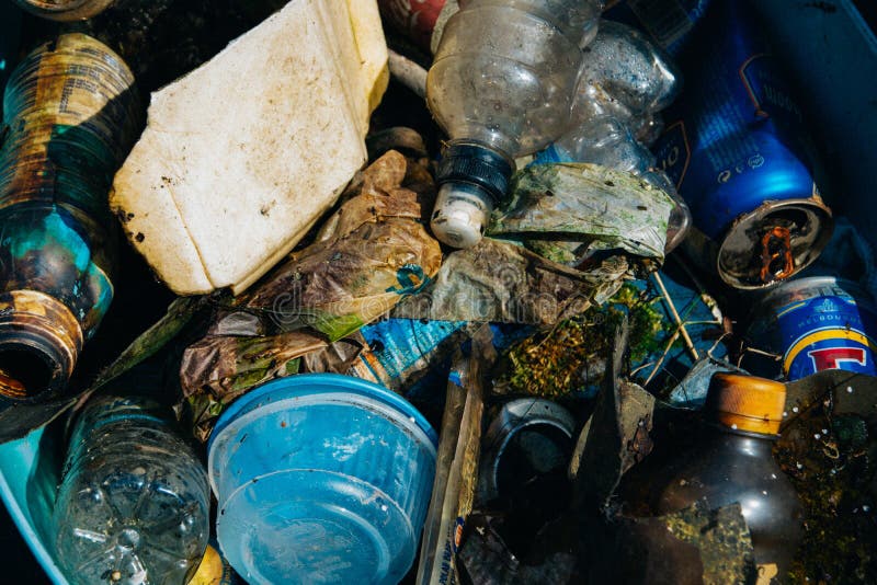 Containing Plastic Bottles, Plastic Packages Thrown Away by Humans ...