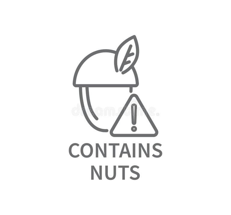 Contains Nuts Food Allergy Vector Line Icon Stock Vector - Illustration ...