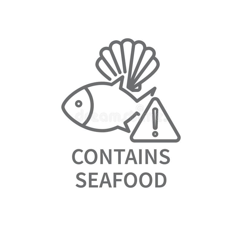 Contains Seafood Food Allergy Vector Line Icon Stock Vector ...
