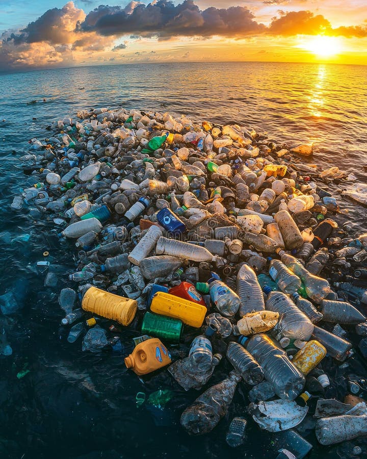 A Contaminated Ocean with Plastic Refuse, Trash Mounds, and Human ...
