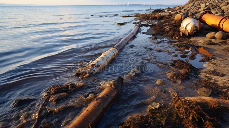 Contaminated Water Concept, Dirty Water Flows from the Pipe into the ...