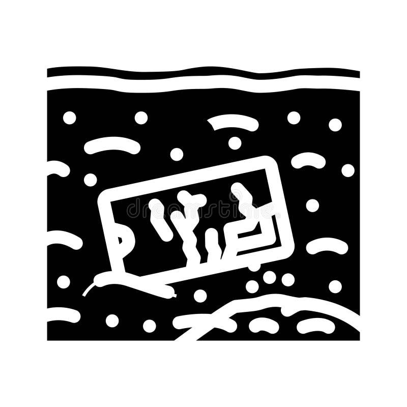 Contaminating Soil E Waste Pollution Glyph Icon Vector Illustration ...